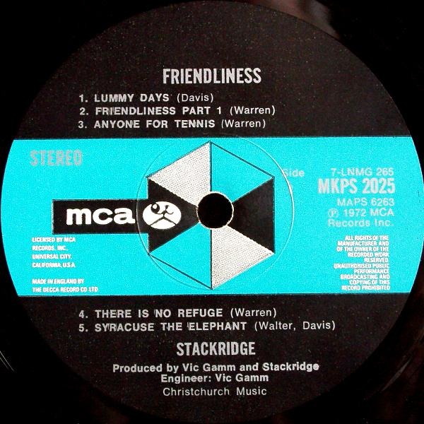 Stackridge - Friendliness (1972) [CLOCKWORK PEACH]