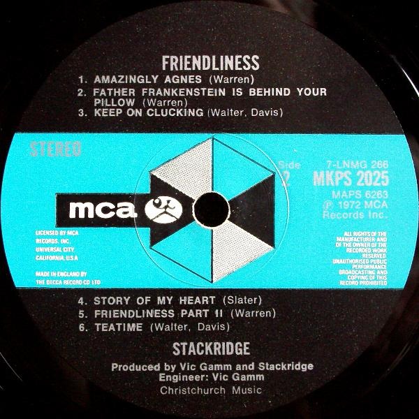 Stackridge - Friendliness (1972) [CLOCKWORK PEACH]